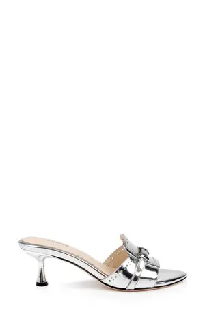 L'Agence Lina Slide Sandal - Silver Metallic