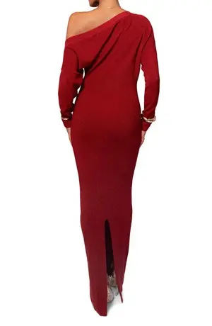 JLUXLABEL Metallic One-shoulder Body-con Cocktail Dress