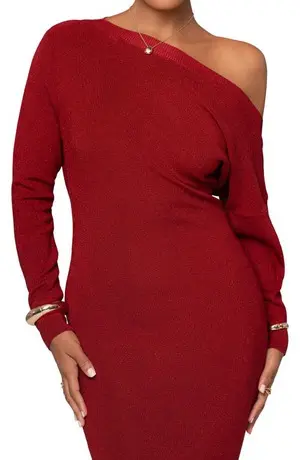 JLUXLABEL Metallic One-shoulder Body-con Cocktail Dress