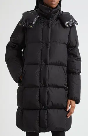 Moncler Water-resistant Long Coat - Black