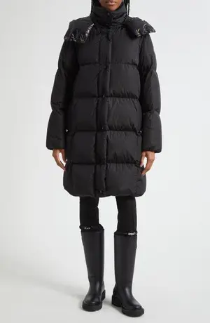Moncler Water-resistant Long Coat - Black