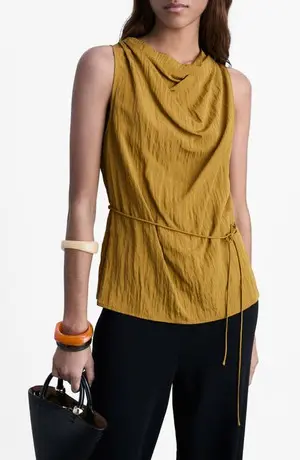 Mango Texture Tie Waist Sleeveless Top
