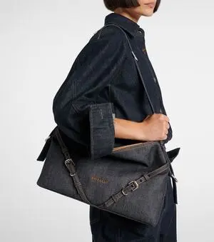 Givenchy Voyou Medium Denim Shoulder Bag