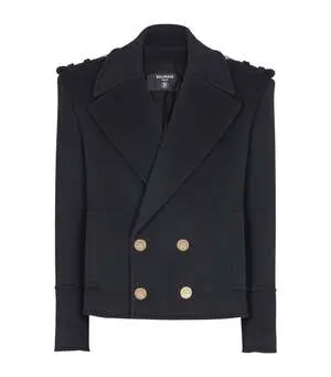 Balmain Virgin Wool-cashmere Reefer Jacket - Navy