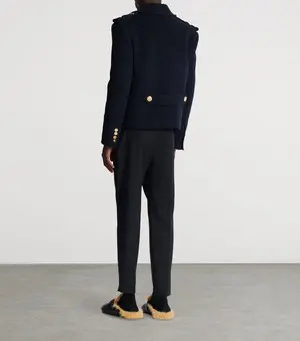 Balmain Virgin Wool-cashmere Reefer Jacket - Navy