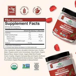ORGANIC INDIA Organic Fiber Gummies Strawberry 60 Gummies
