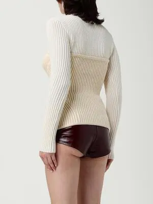 JEAN PAUL GAULTIER Ribbed Knit Sweater With Corset Detail - White