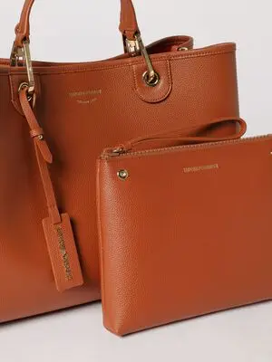 Emporio Armani Tote Bag With Logo Strap - Brown