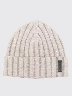 Emporio Armani Ribbed Beanie Beige