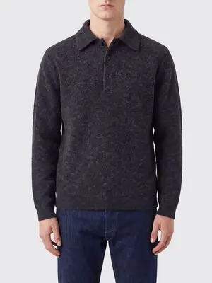 SUNFLOWER Long-sleeved Knitted Polo In Mohair And Alpaca Blend Grey