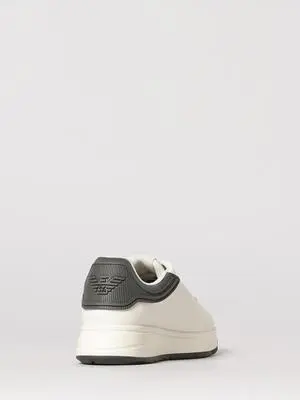 Emporio Armani Smooth Bovine Leather Low Top Sneakers - Grey