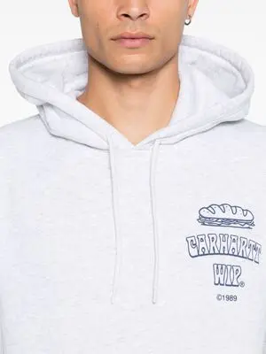 Carhartt Work In Progress Logo Cotton Hoodie - Light Grey