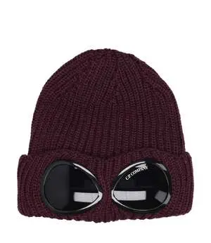 C.P. COMPANY Beanie With Goggle Detail Bordeaux
