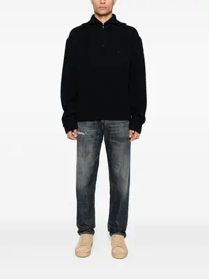 Emporio Armani Wool Blend Quarter Zip Jumper - Blue