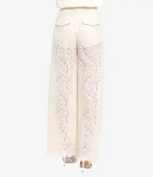 SIMONA CORSELLINI Lace And Tulle Wide Leg Trousers