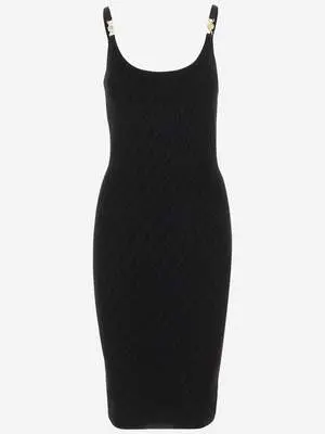 Versace Stretch Jacquard Knit Dress - Black