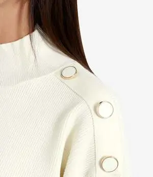 KAOS High Neck Buttoned Shoulder Sweater