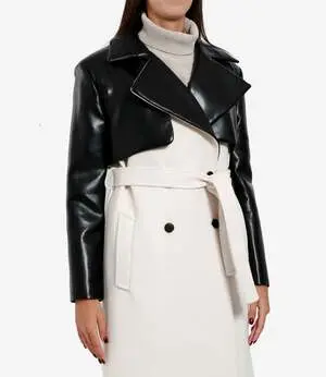 SIMONA CORSELLINI Double-breasted Faux Leather Coat