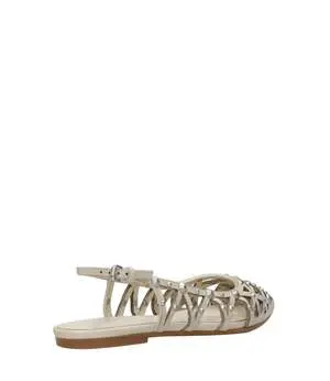 Ash Leather Appliqué Studded Flats - Ivory