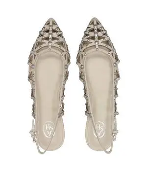 Ash Leather Appliqué Studded Flats - Ivory