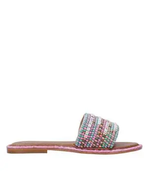 DE SIENA Beaded Leather Slides - Multicolour