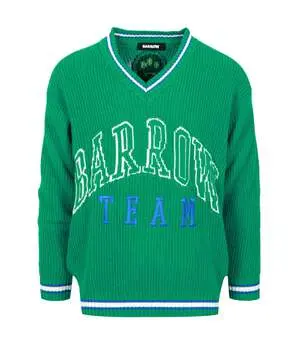 BARROW V-neck Jacquard Logo Sweater