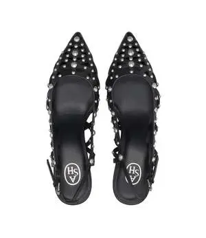 Ash Studded Leather Heels - Black