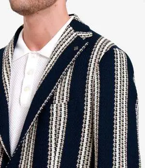 Tagliatore Textured Cotton Striped Blazer