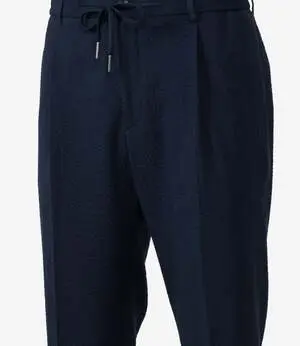 Tagliatore Textured Cotton Trousers - Blue