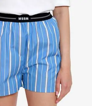 MSGM Striped Cotton Poplin Shorts