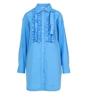 MSGM Cotton Poplin Shirt Dress - Light Blue