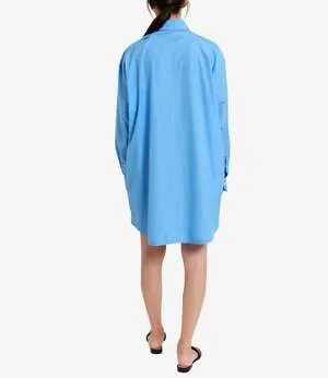 MSGM Cotton Poplin Shirt Dress - Light Blue