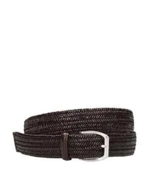 ORTIGNI Braided Leather Belt - Brown