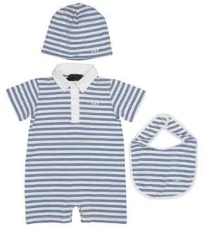 FAY Cotton Romper Set - Bianco+azzurro