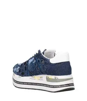Premiata Denim Embroidered Sneakers