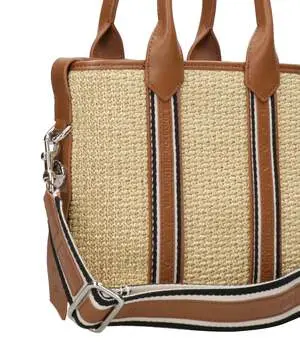 Hogan Raffia And Leather Shopping Bag