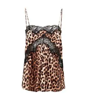 ANIYE BY Satin Animal Print Top