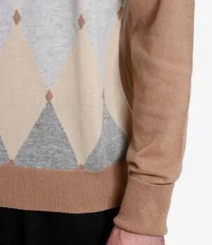 BALLANTYNE Cashmere Diamond Pattern Sweater - Cammello+beige