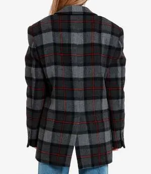 MSGM Single-breasted Tartan Wool-blend Blazer