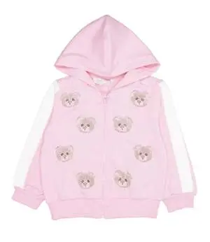 Monnalisa Cotton Sweatshirt With Rhinestone Teddy Bear Decoration
