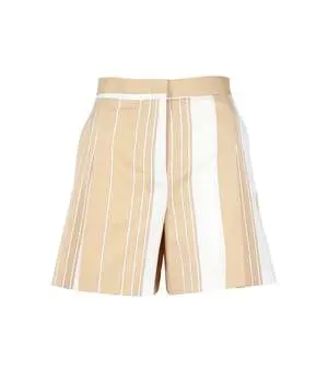 SEMICOUTURE Striped High-waisted Shorts - Cammello+bianco