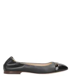 TOD'S Leather Ballerinas With Patent Leather Cap Toe