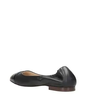 TOD'S Leather Ballerinas With Patent Leather Cap Toe