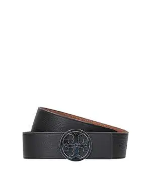 Tory Burch Grained Leather Belt - Black+suede