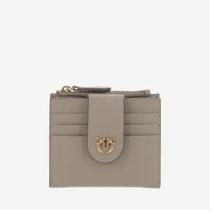 Pinko Leather Wallet With Logo - Light Grey