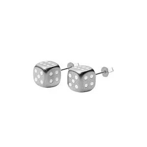 VEERT The Dice White Gold Earrings - Silver
