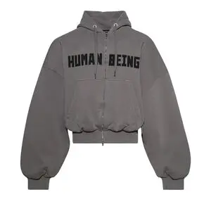 Balenciaga Human Being Zip-up Hoodie - Grey
