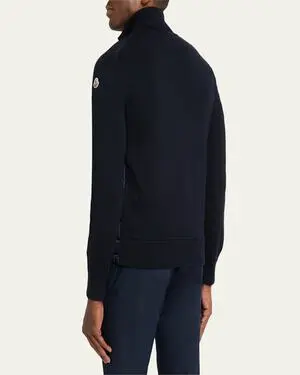 Moncler Archivio Basic Puffer Wool Sleeve Cardigan - Navy