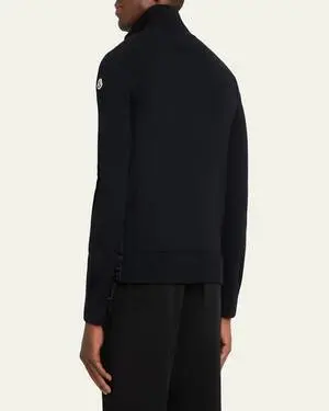 Moncler Archivio Basic Puffer Wool Sleeve Cardigan - Navy