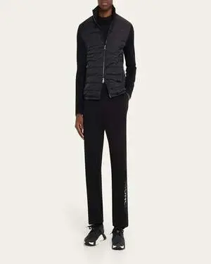 Moncler Archivio Basic Puffer Wool Sleeve Cardigan - Navy